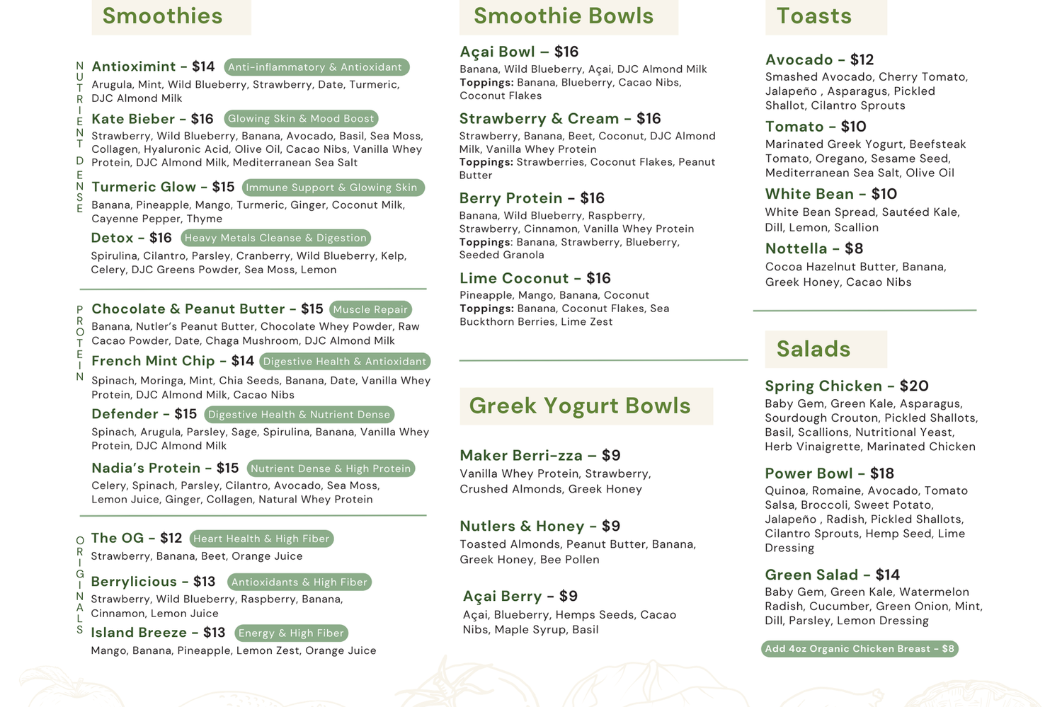 In-Store Menu – Drink Juice Co.